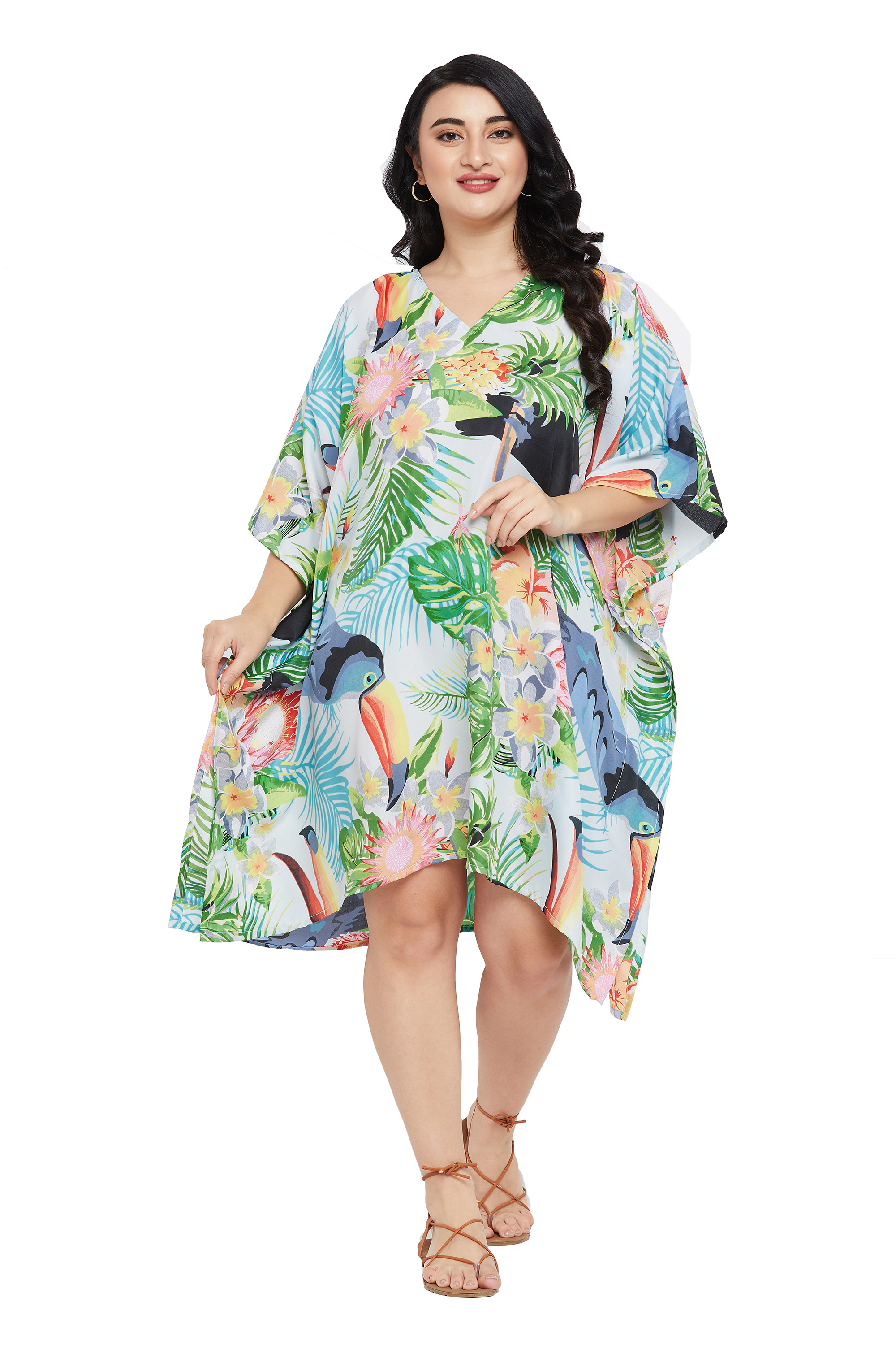 Gypsie Blu Women Tunics Dress Short 3/4 Sleeves Caftans for Ladies ...