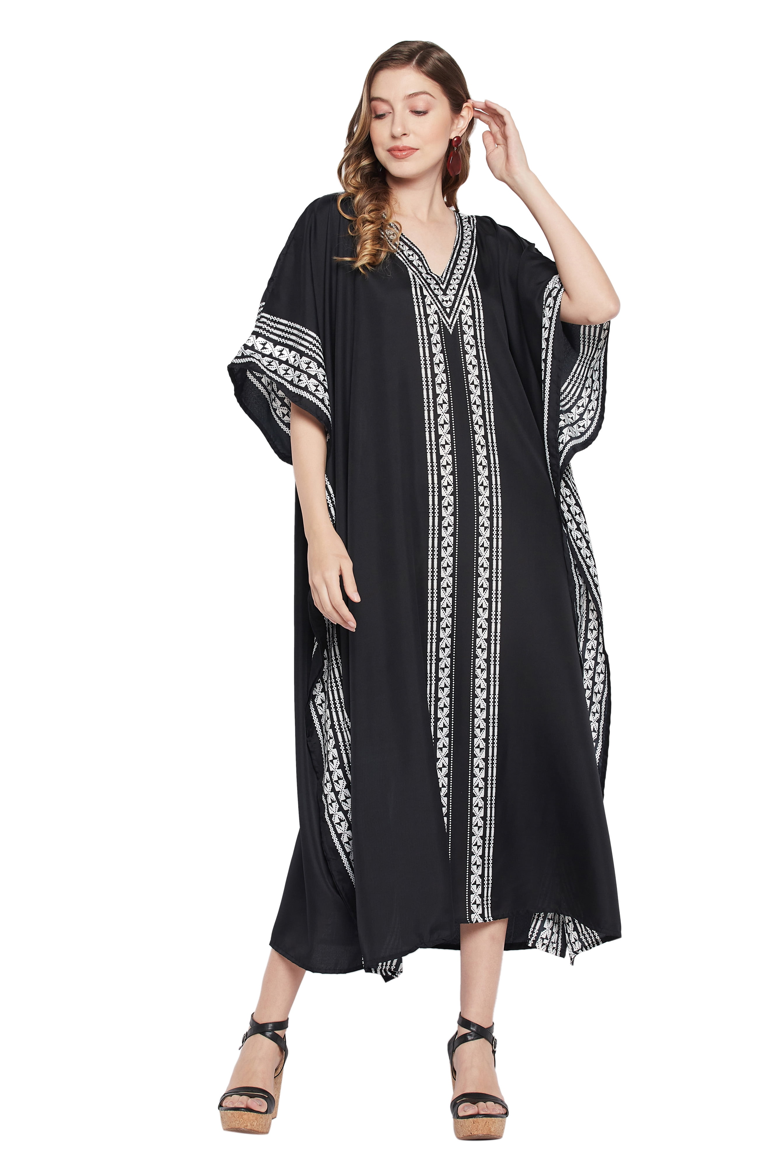 Gypsie Blu Women's Plus Size Kaftans Dresses Polyester Printed Long ...