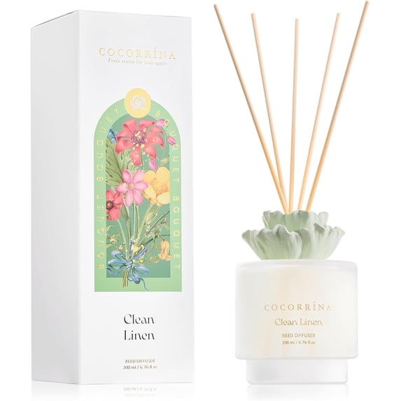 Gypsum Flower Reed Diffuser - Clean Linen Scent, 6.76 oz Oil with 8 ...