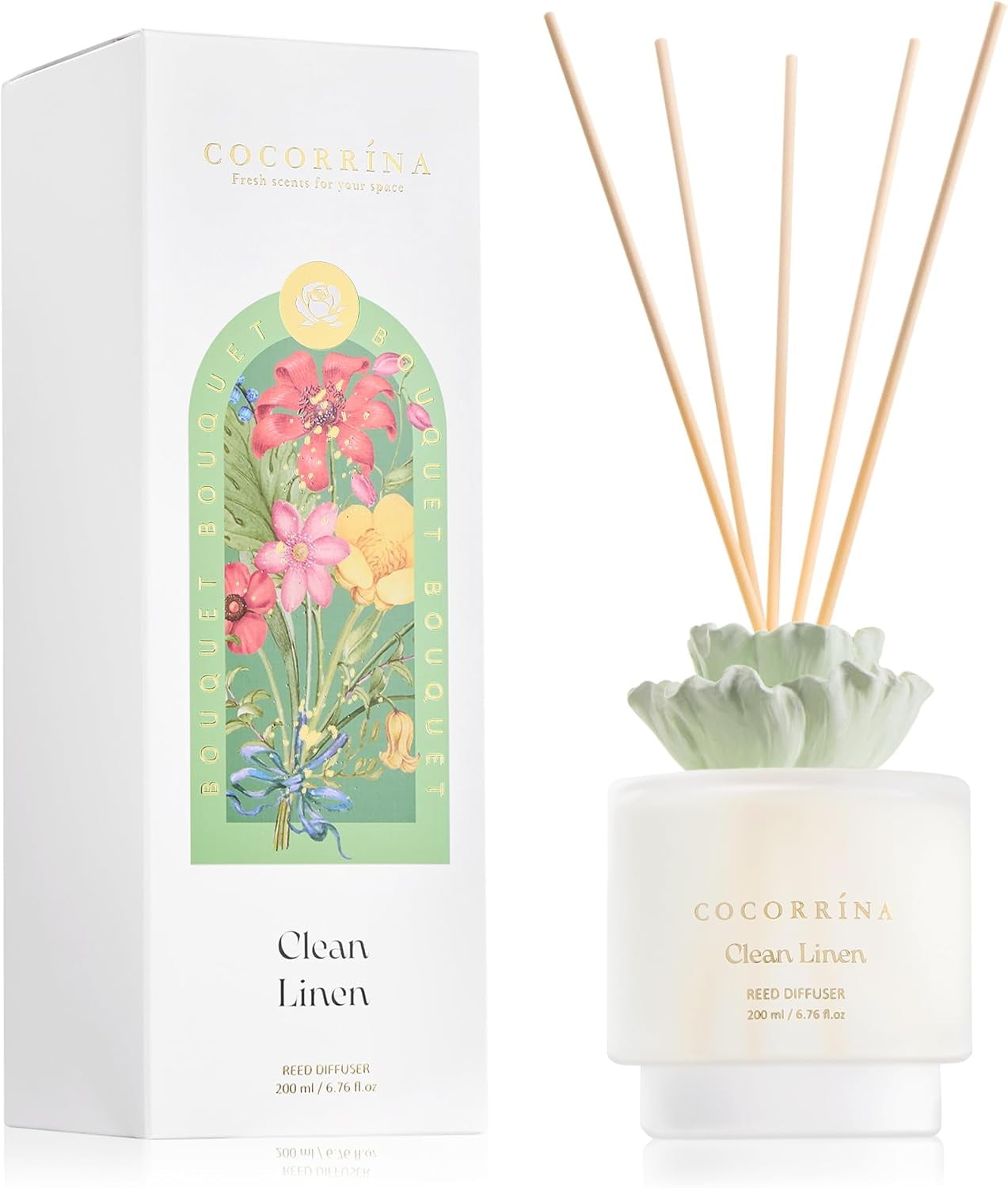 Gypsum Flower Reed Diffuser Set for Bathroom Décor – Clean Linen Scent ...