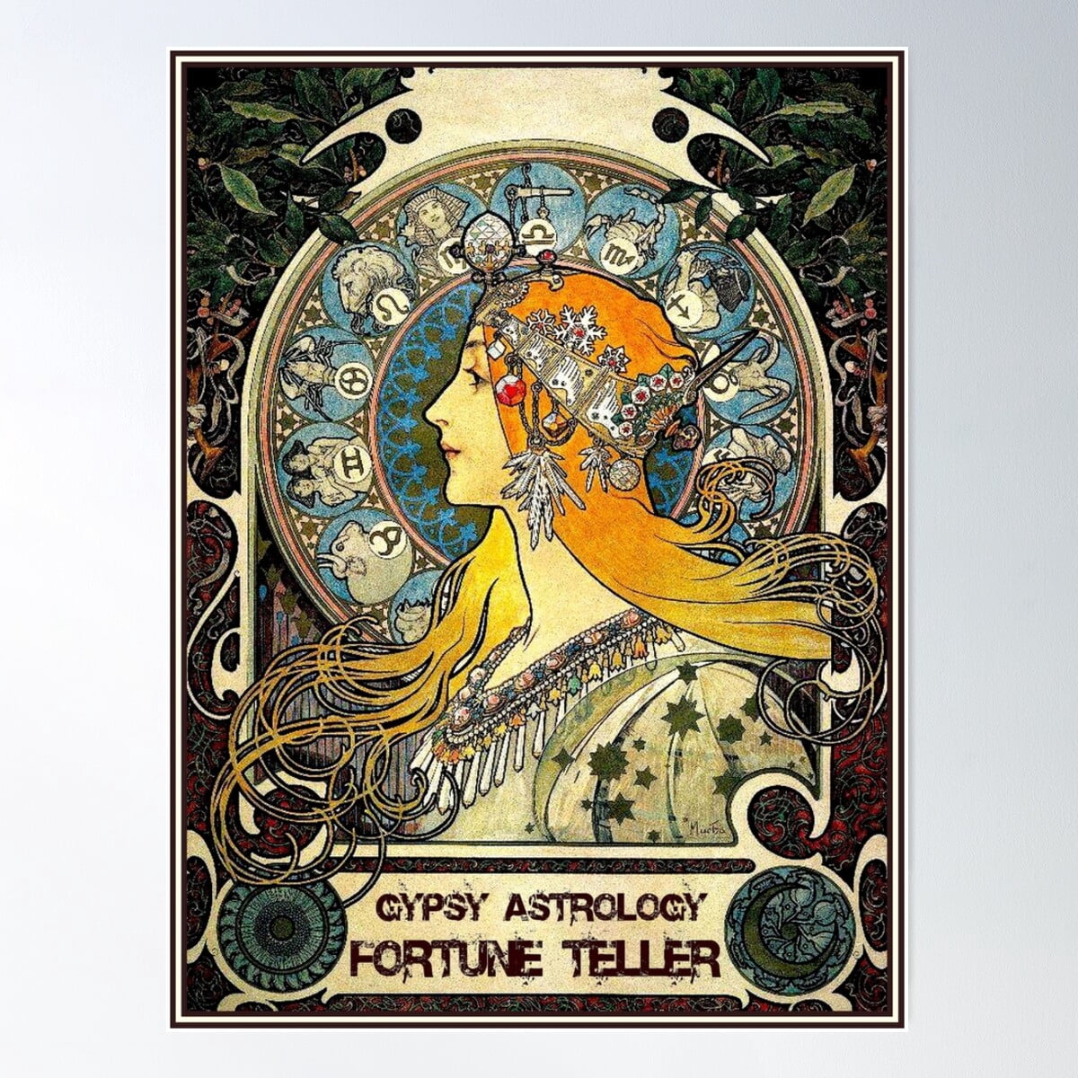 Gypsy Astrology;Vintage Fortune Teller Print Poster Wall Art, Modern ...