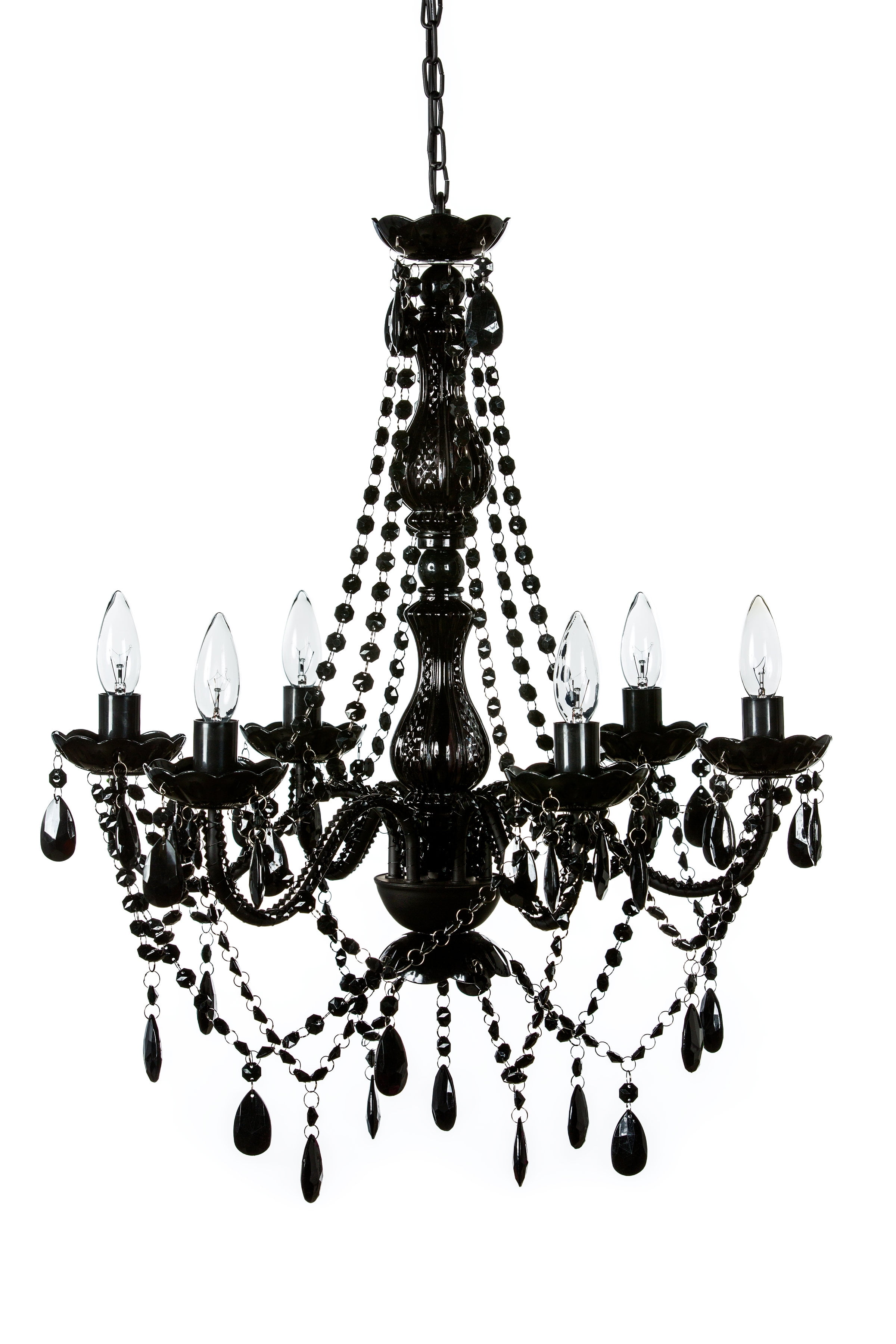 Gypsy Color Acrylic Crystal Chandelier, Black 6 Light Ceiling Mount ...