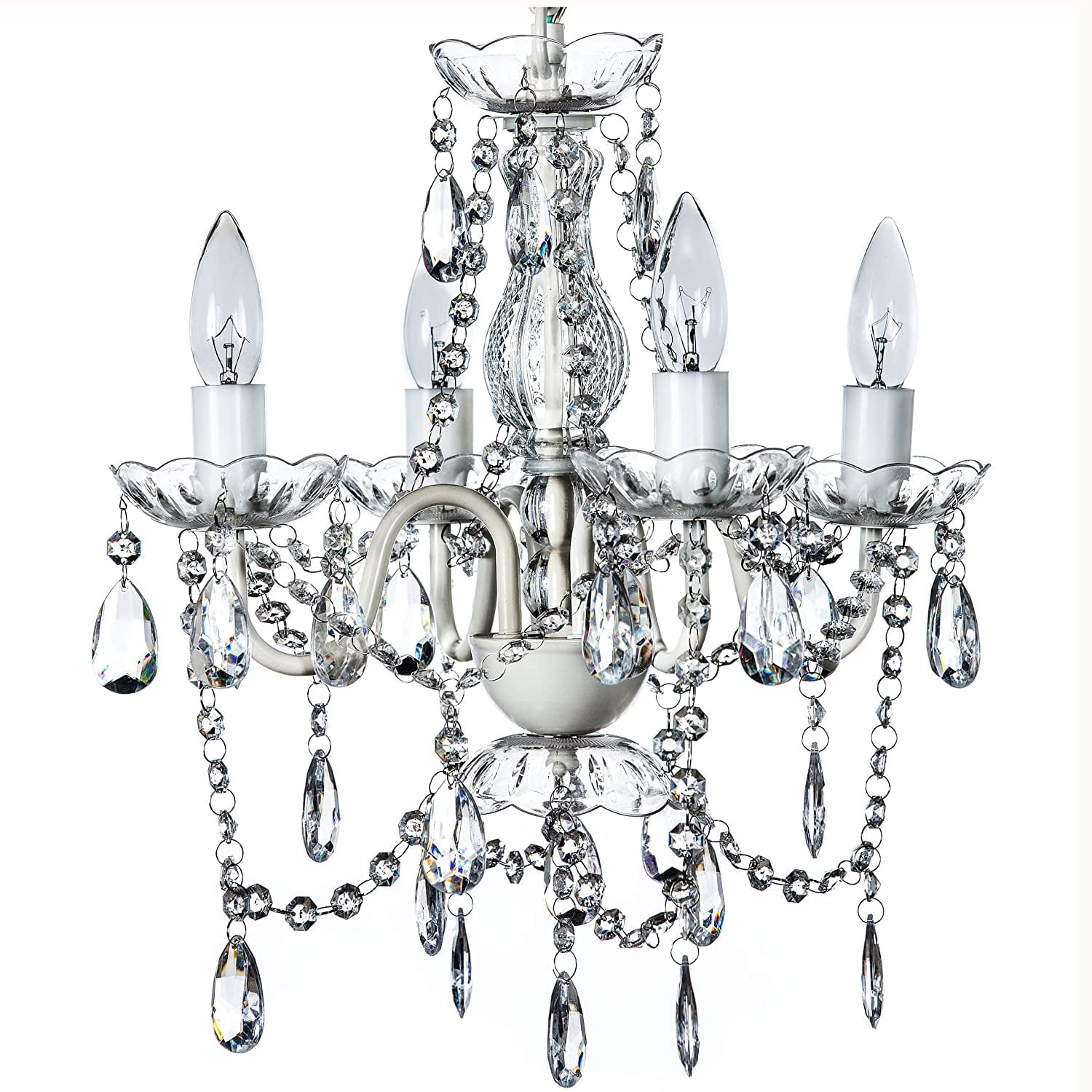 Gypsy Color Acrylic Crystal Chandelier, Clear 4 Light Ceiling Mount ...