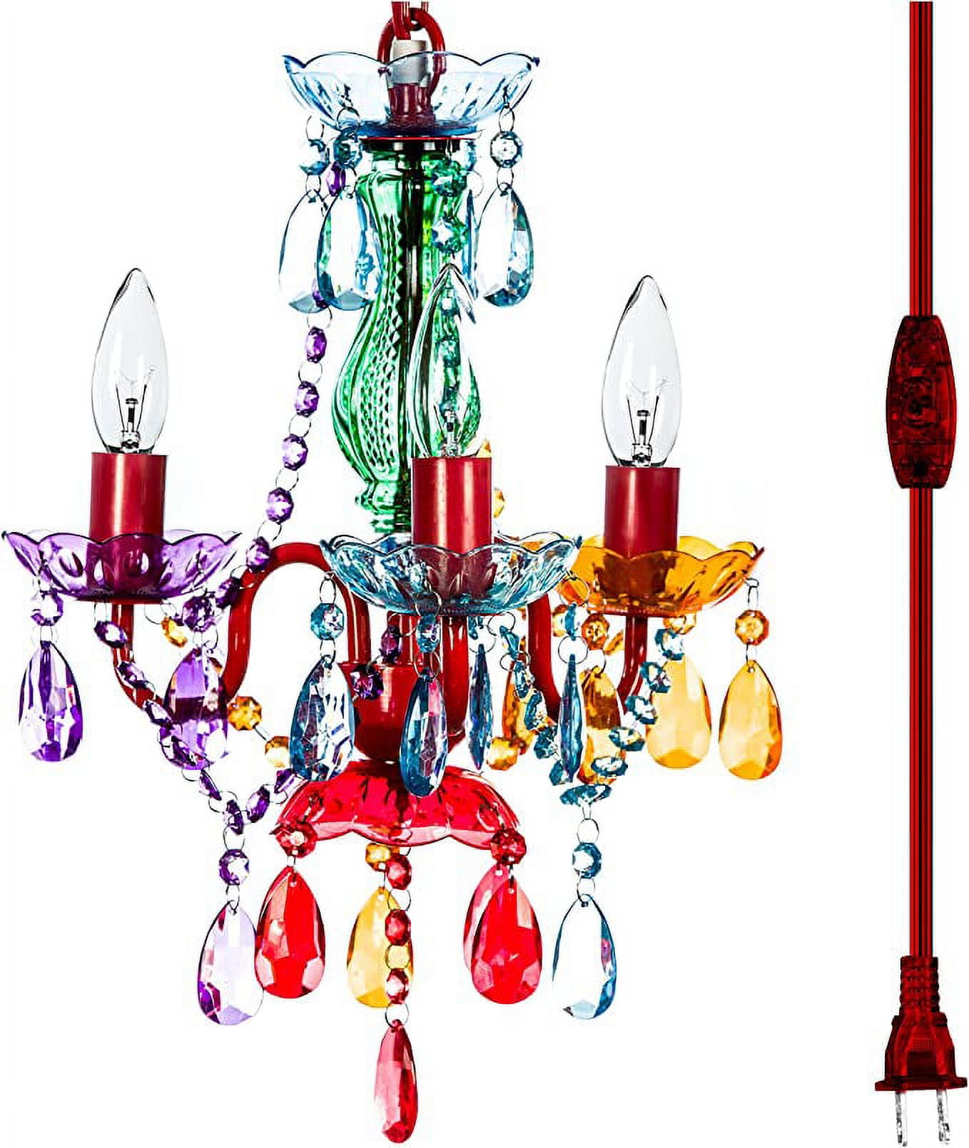 Gypsy Color Acrylic Bohemian Crystal Chandelier, 3 Light Plug-in for ...