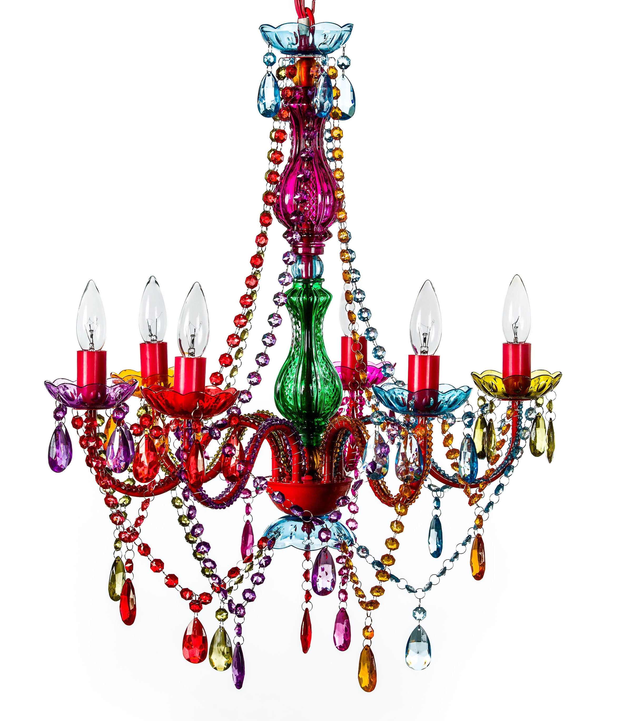 Gypsy Color Acrylic Crystal Chandelier, Multicolor 6 Light Ceiling ...
