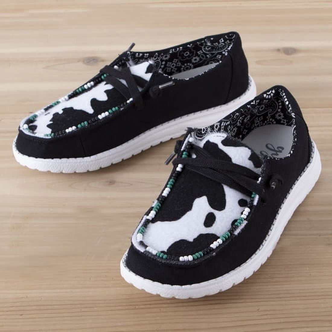 Gypsy Jazz Hair- On Black Cow Print Shoes - Walmart.com