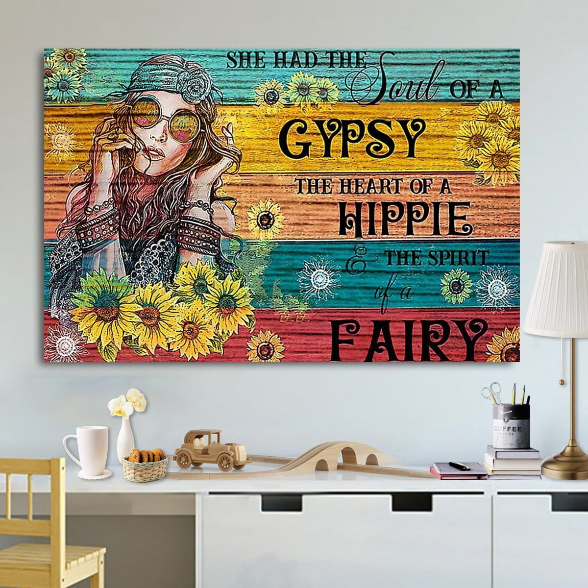 Gypsy Sunflowers She Gad The Soul Of A Gypsy Paper Poster No Frame ...
