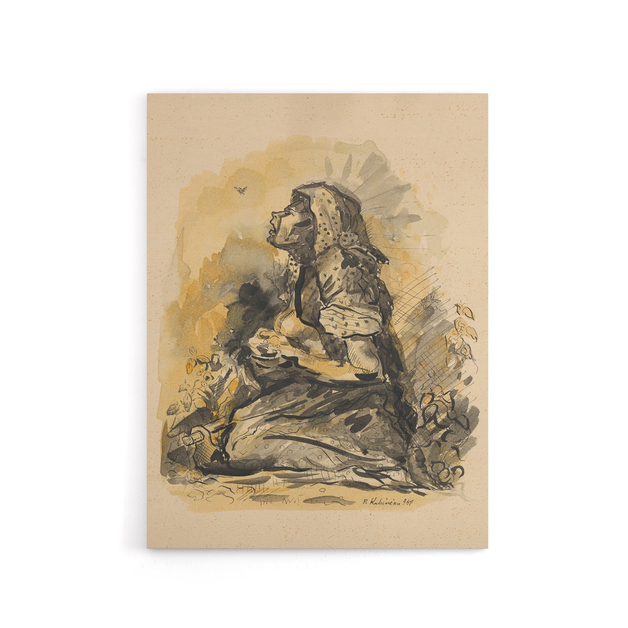 Gypsy and Lark Watercolour Kubincan Canvas Wall Art Print 18x24 ...
