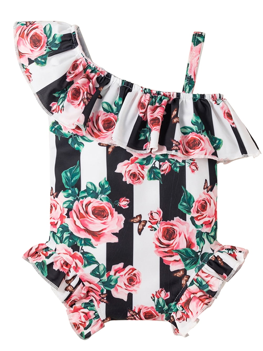 Gyratedream 2-6T Kid Girls One-Shoulder Flounce Flower Swimsuit One ...