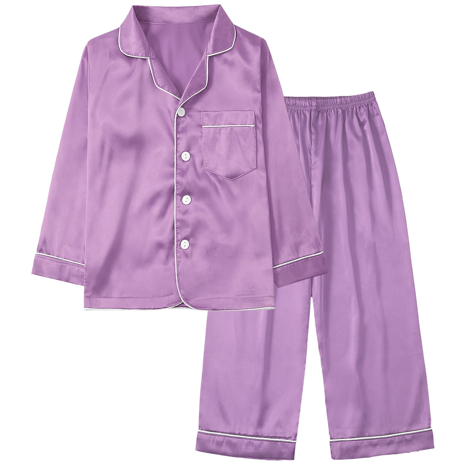 Gyratedream 3-14Y Child Girl Boy Silk Satin Button Down Long Sleeve ...