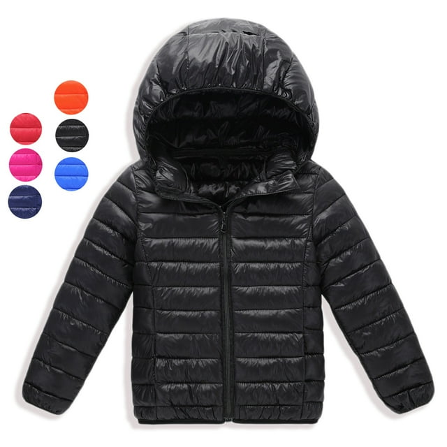 Gyratedream 7-16Y Big Child Solid Color Lightweight Puffer Jacket Boy Girl Hooded Winter Coat ...