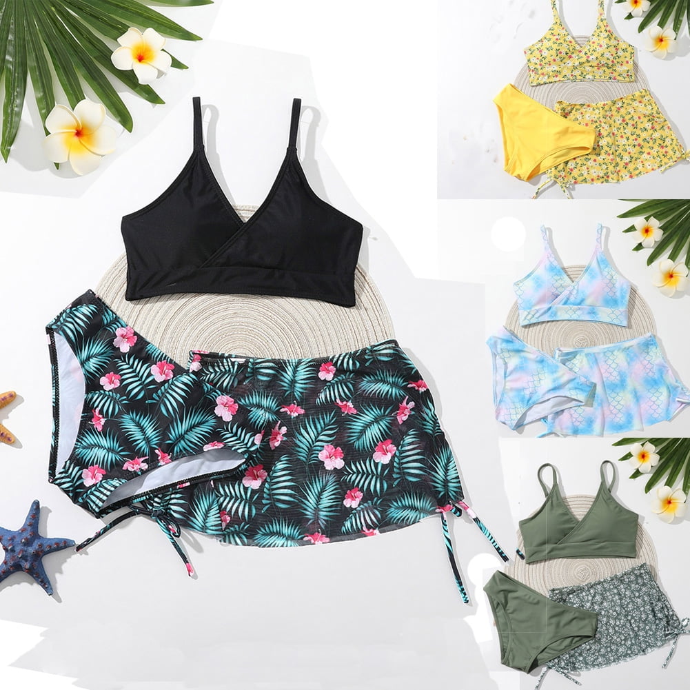 Gyratedream Big Girls Hawaii Print 3-Piece Swimsuits Bikini Bathing ...