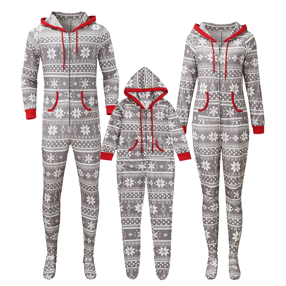 Gyratedream Family Matching Cotton Pajamas Christmas Snowflake Hooded ...