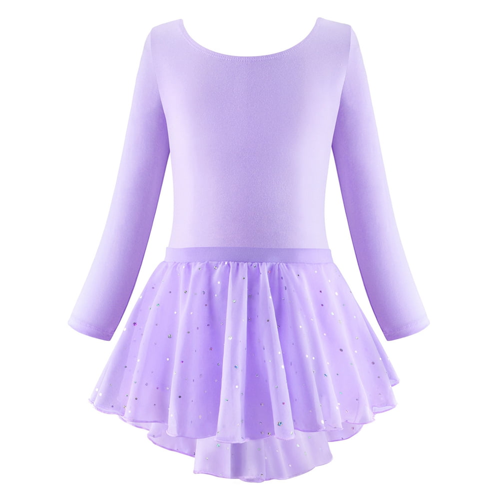 Gyratedream Girls Ballet Skirted Leotards Long Sleeve Sparkle Dance ...