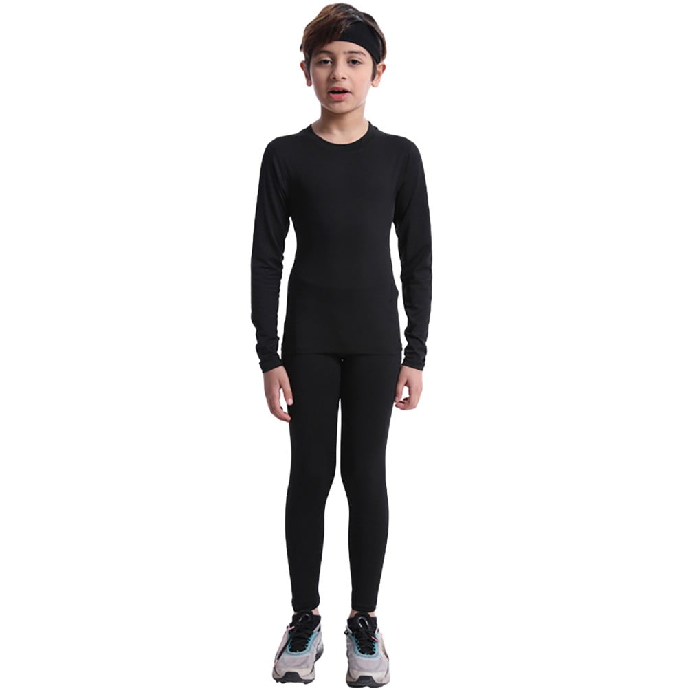 Gyratedream Kids Base Layer Set Boys Long Sleeve Athletic Shirts Sports ...