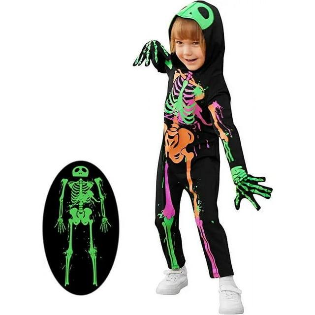 Gyratedream Kids Halloween Skeleton Costumes Luminous Skull Bones ...