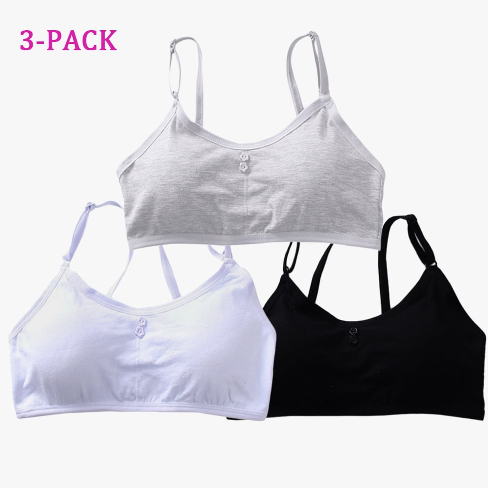 Gyratedream Pack of 3 Girls Seamless Cotton Bra Teenage Back Closure ...