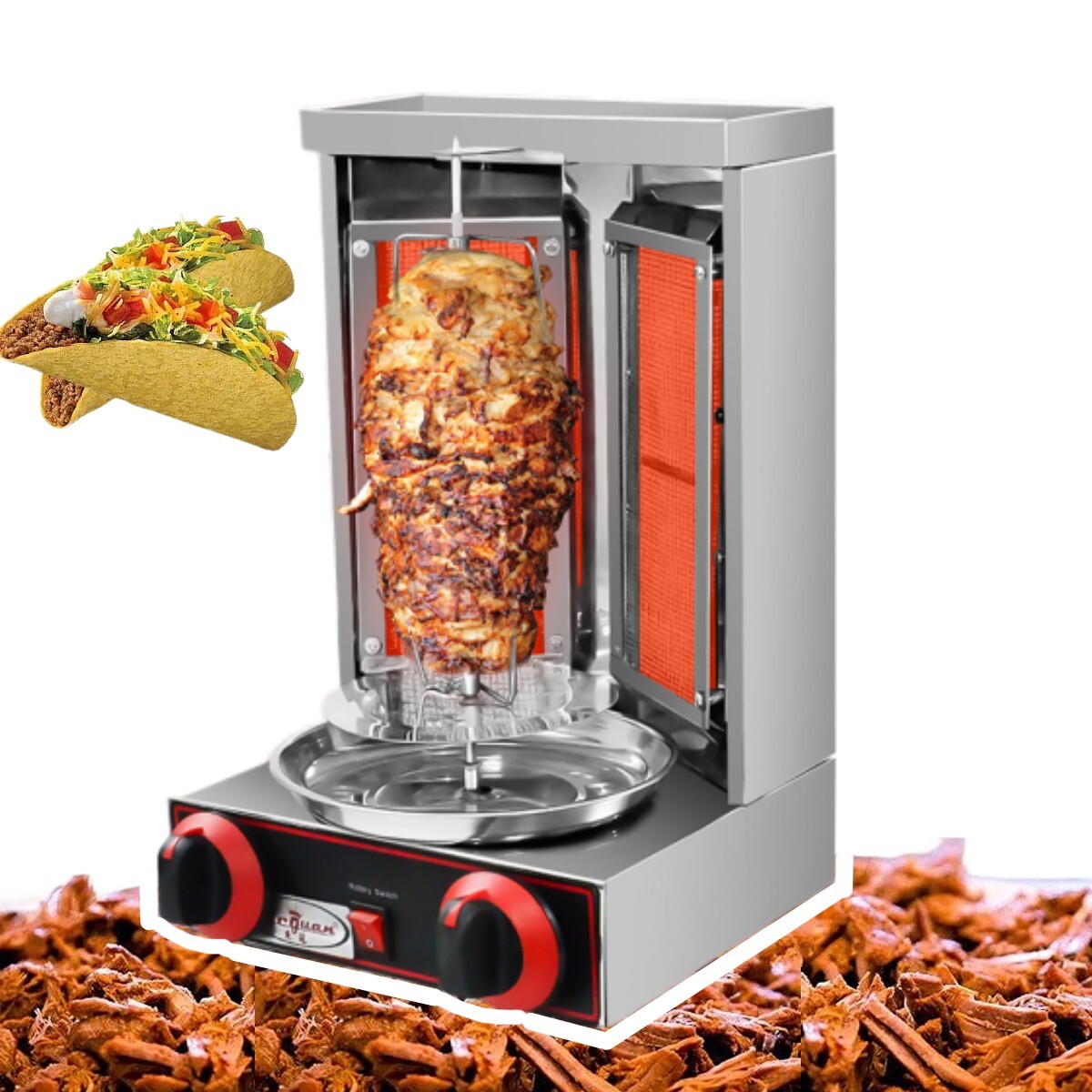 Gyro Grill 2 Burner Spinning Broiler Electric Gas Shawarma Doner Kebab ...
