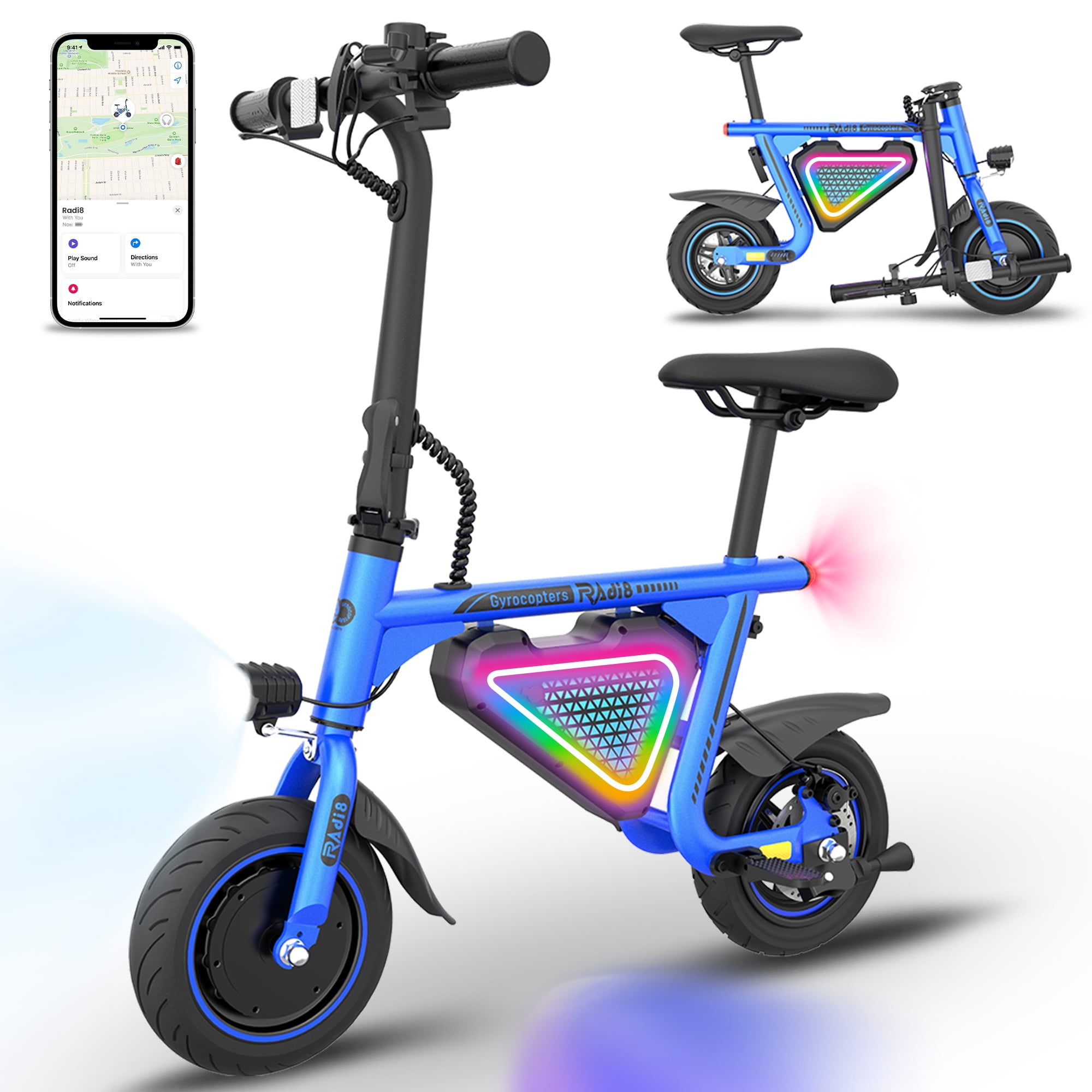 Gyrocopters Radi8 Electric scooter (Blue) | UL 2272 approved | 25 km ...