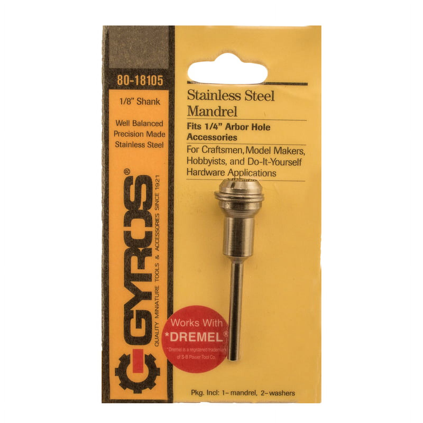 Gyros Tools 2 in. L Mandrel 1/4 in. Round 1 pc - Walmart.com