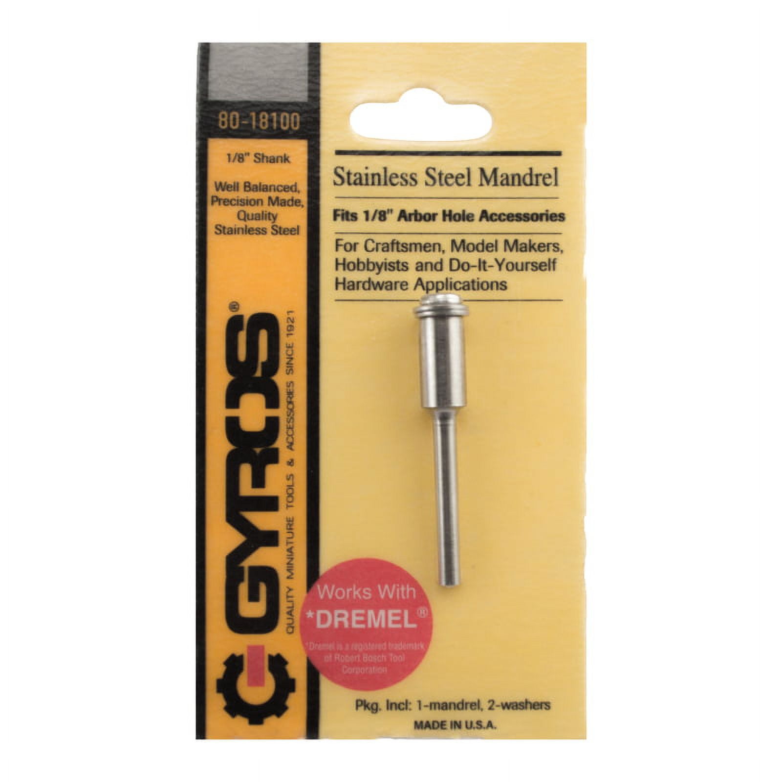 Gyros Tools 2 in. L Mandrel 1/8 in. Round 1 pk - Walmart Business Supplies
