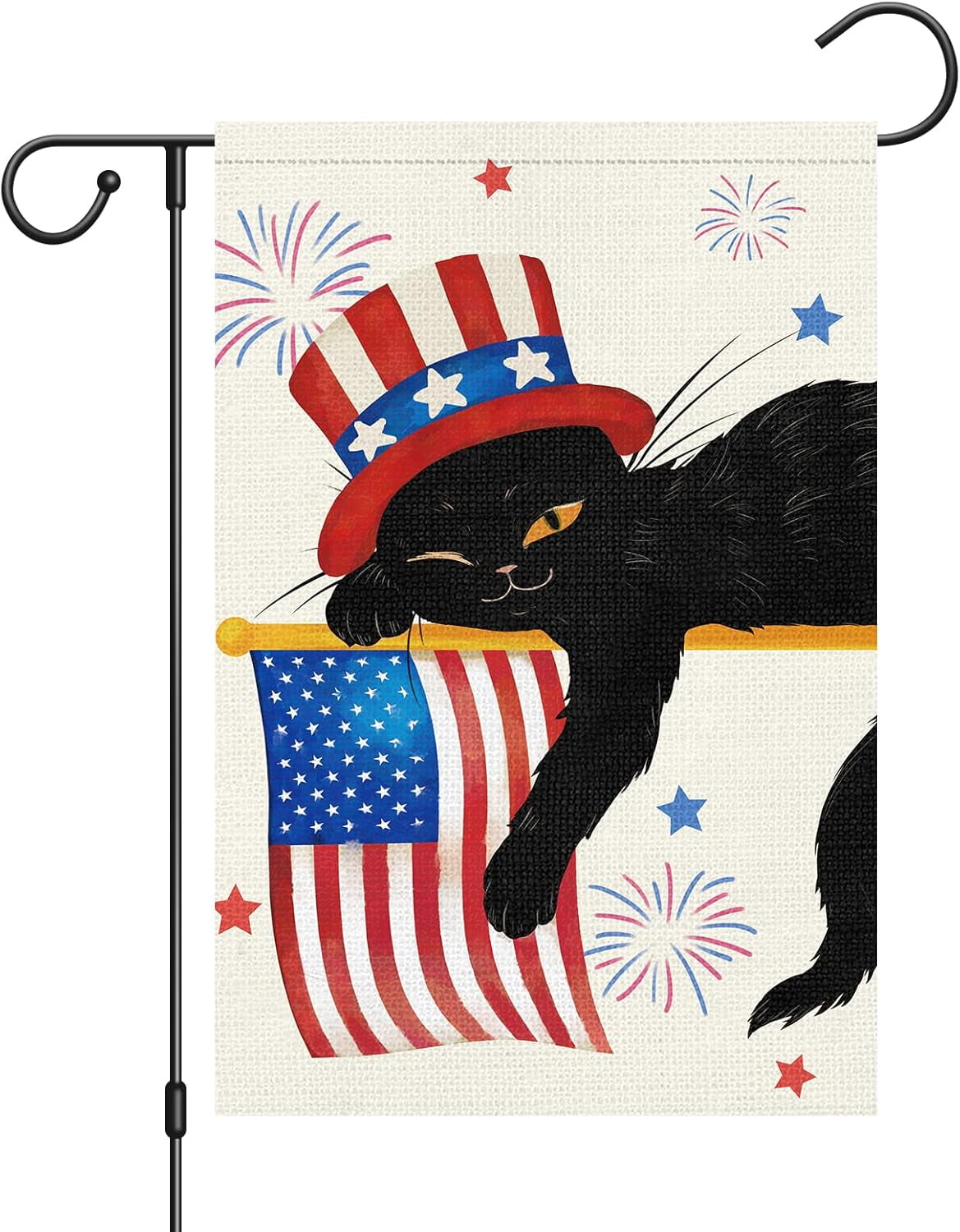 Gyryp 4th of July Garden Flag 12x18 Vertical, Black Cat Welcome ...
