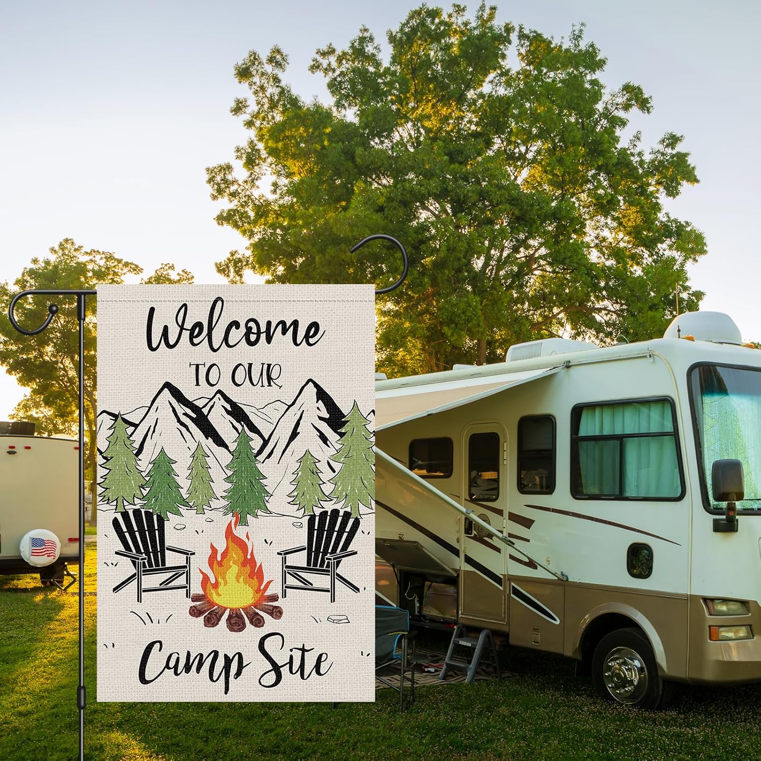 Gyryp Camper Camping Garden Flag 12 x 18,Welcome to our Camp Site ...