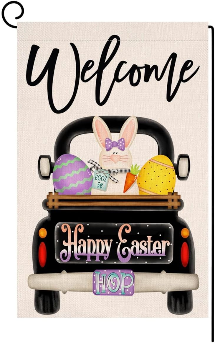 Gyryp Easter Bunny Garden Flag 12x18 Vertical Double Sided Welcome Eggs ...