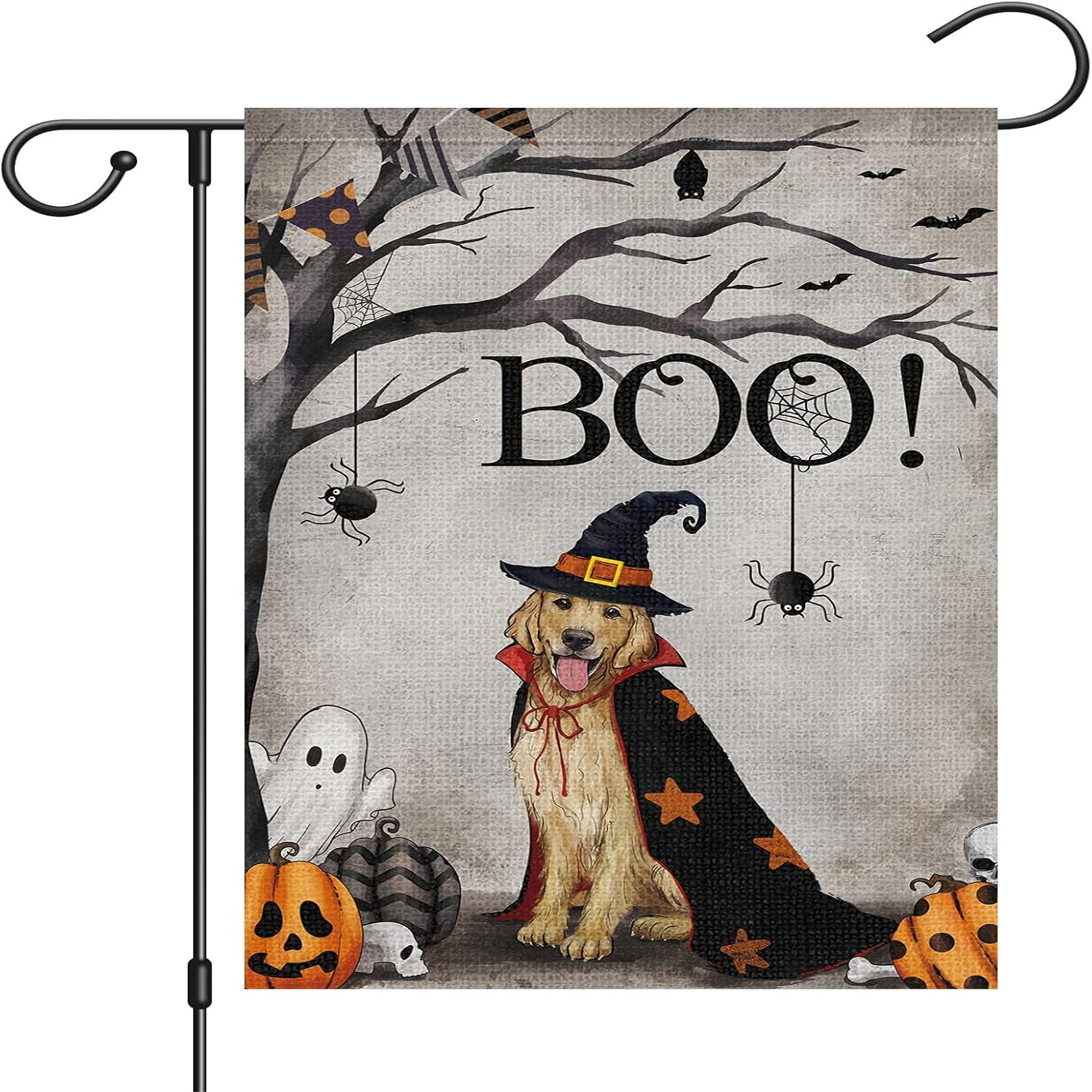 Gyryp Halloween Boo Golden Retriever Dog Garden Flag 12x18 Double Sided ...