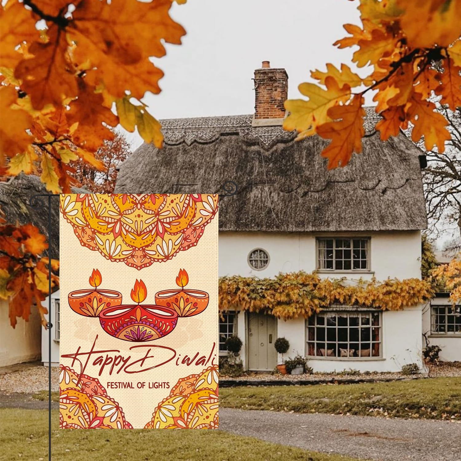 Gyryp Happy Diwali Garden Flag 12x18 Inch Double Sided Outside, Indian ...