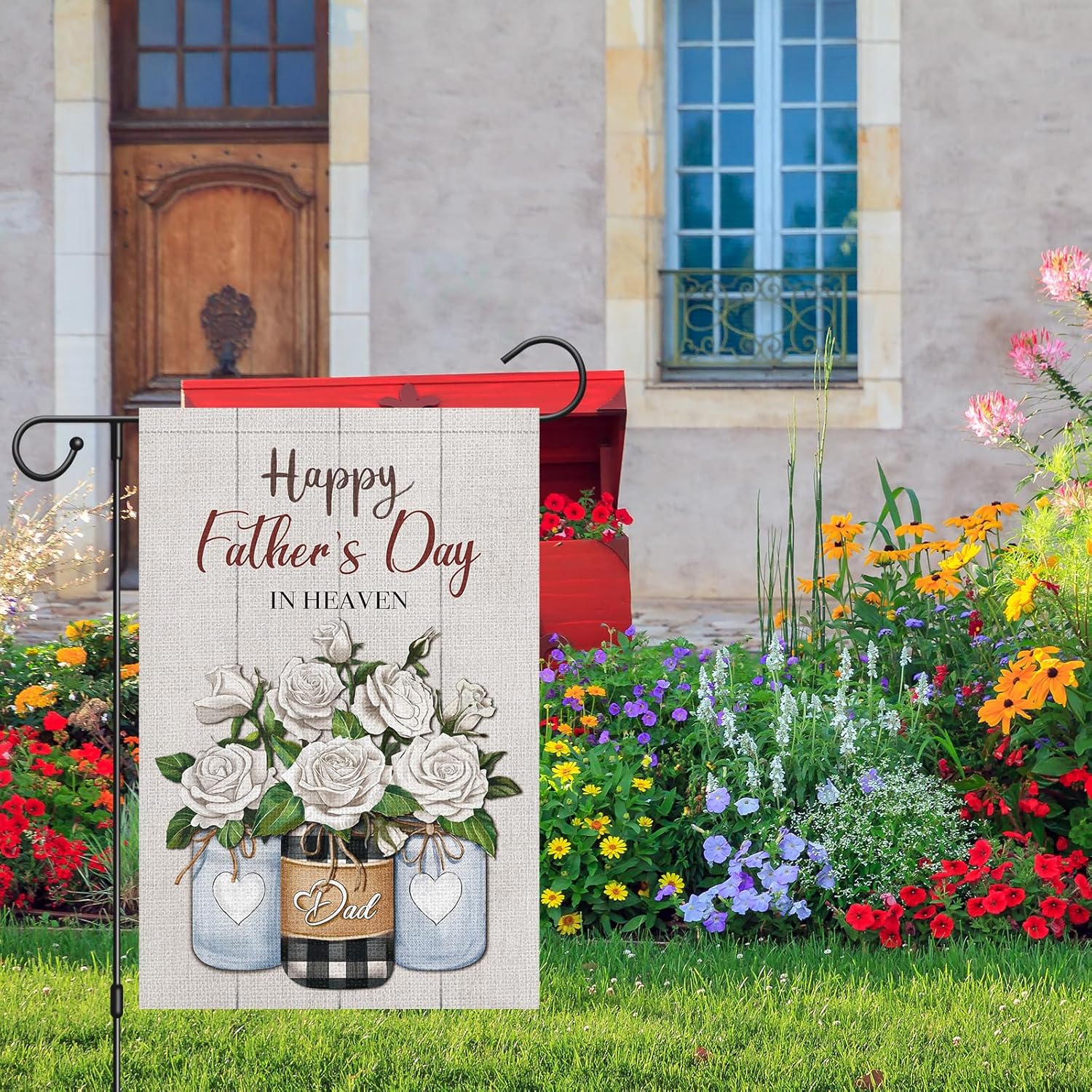 Gyryp Happy Father's Day in Heaven Garden Flag 12 x 18 Inch,Flower Love ...