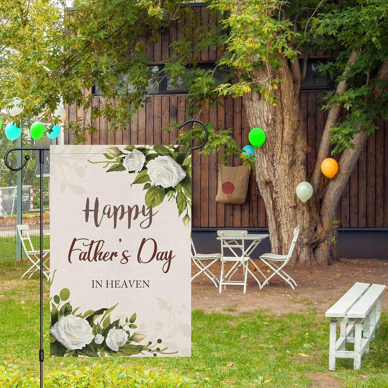 Gyryp Happy Father's Day in Heaven Garden Flag 12x18 , Burlap Memorial ...