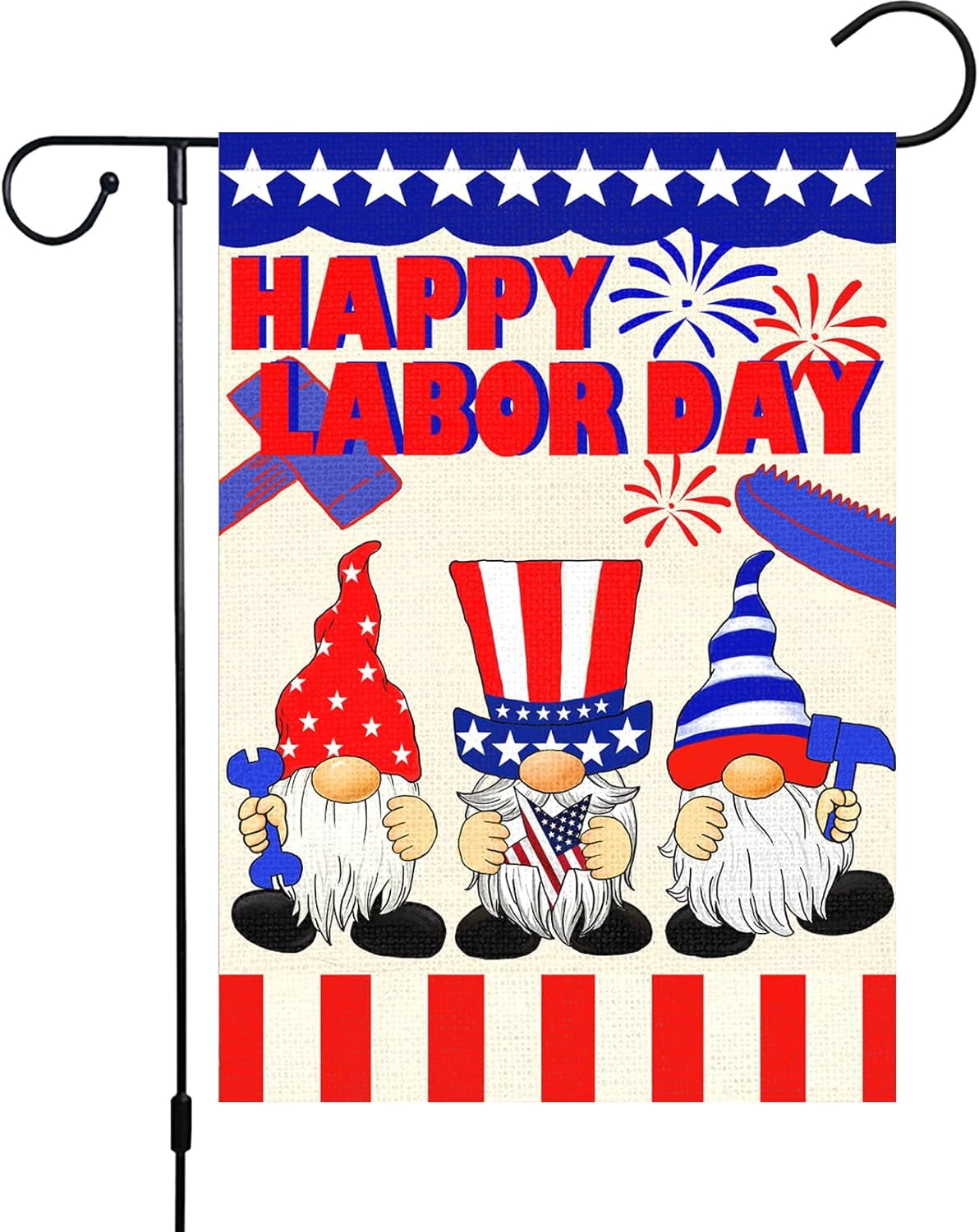 Gyryp Happy Labor Day Garden Flag 12x18 Vertical, Burlap Small Gnome ...