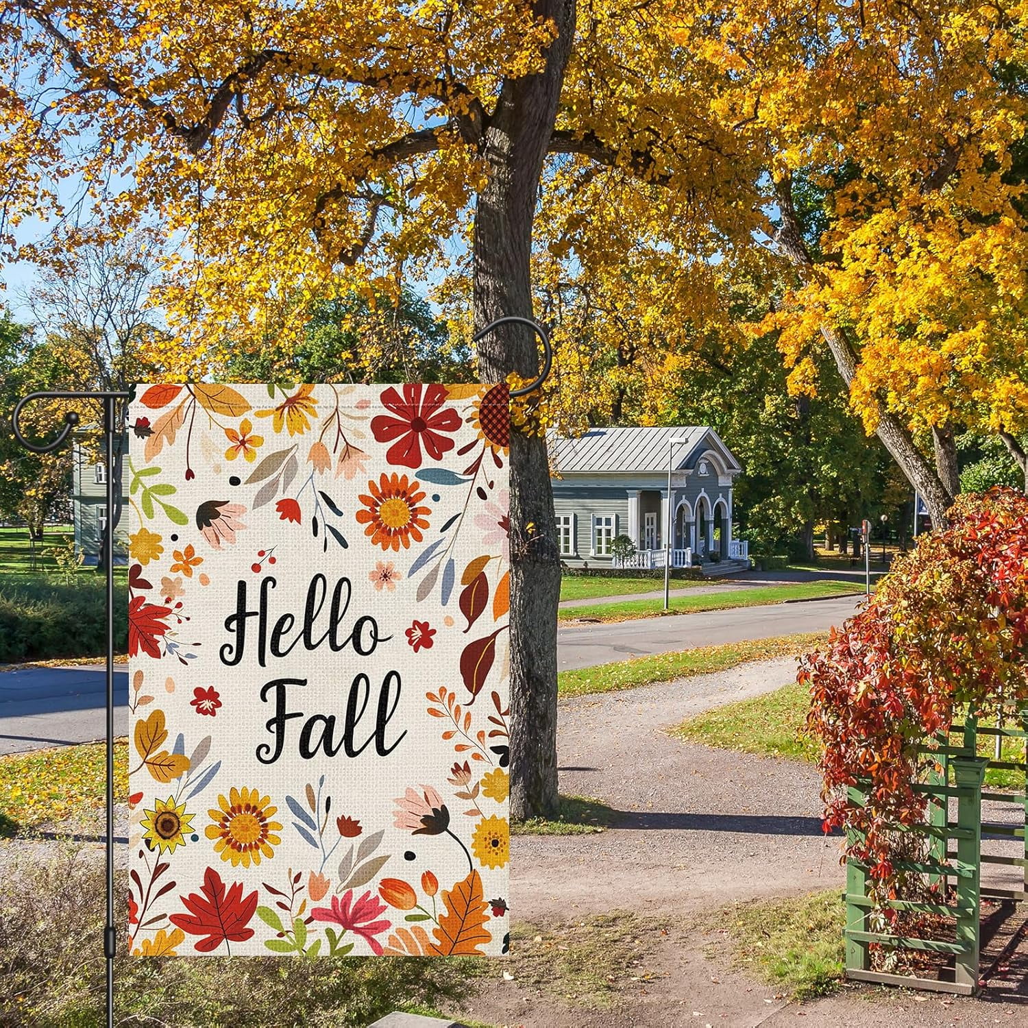 Gyryp Hello Fall Garden Flag 12 x 18 Inch Vertical Double Sided Burlap ...