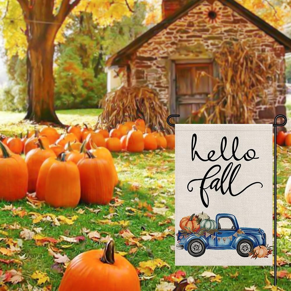 Gyryp Hello Fall Garden Flags 12x18 Inch Double Sided Burlap, Autumn ...