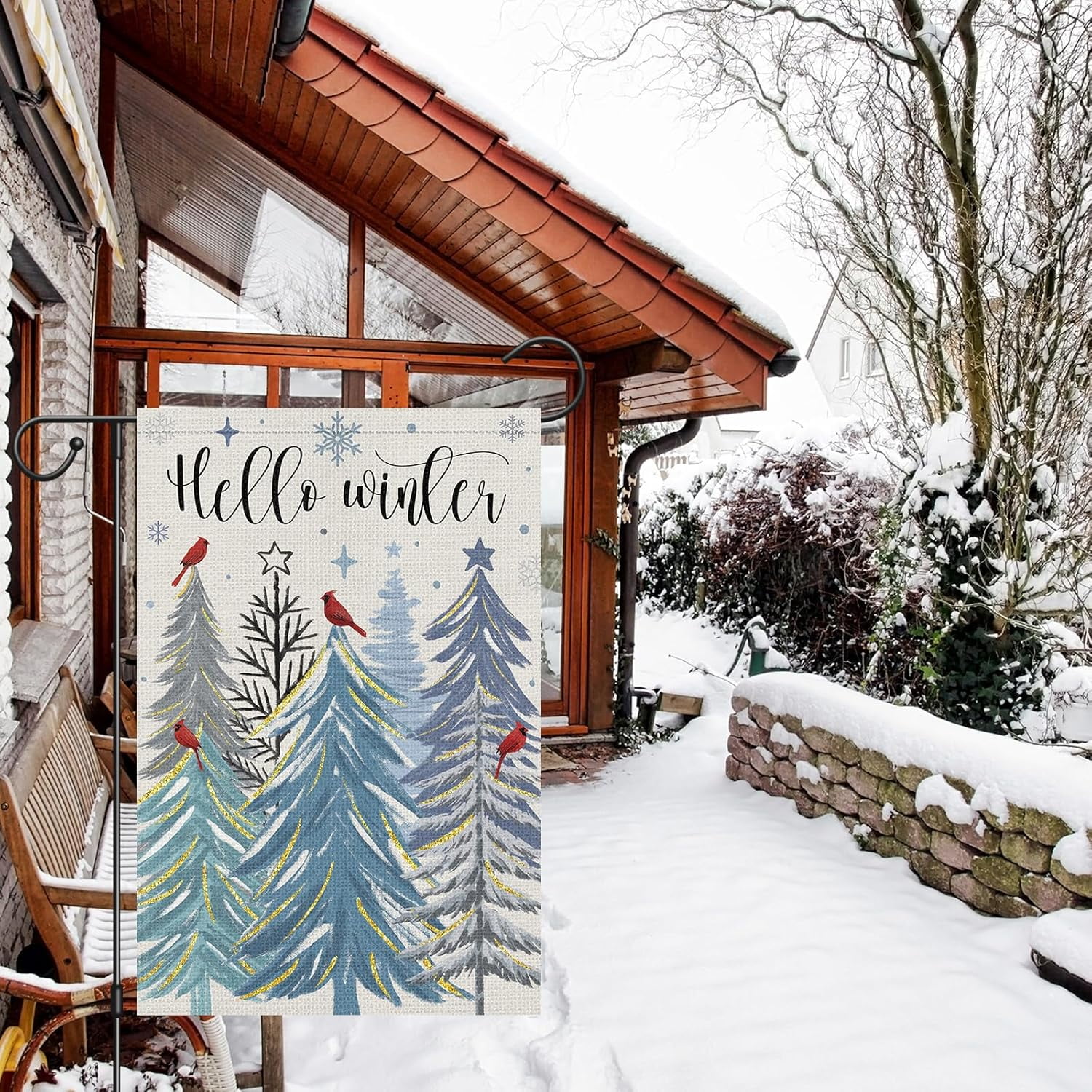 Gyryp Hello Winter Garden Flag Christmas Tree Garden Flags 12x18 Inch ...