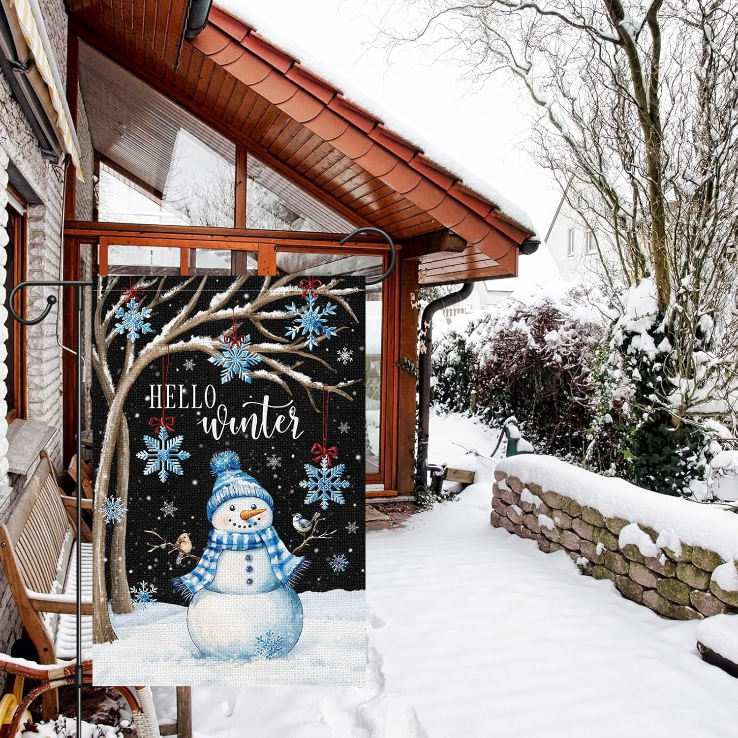 Gyryp Hello Winter Garden Flag Snowman Garden Flags 12x18 Inch Double ...