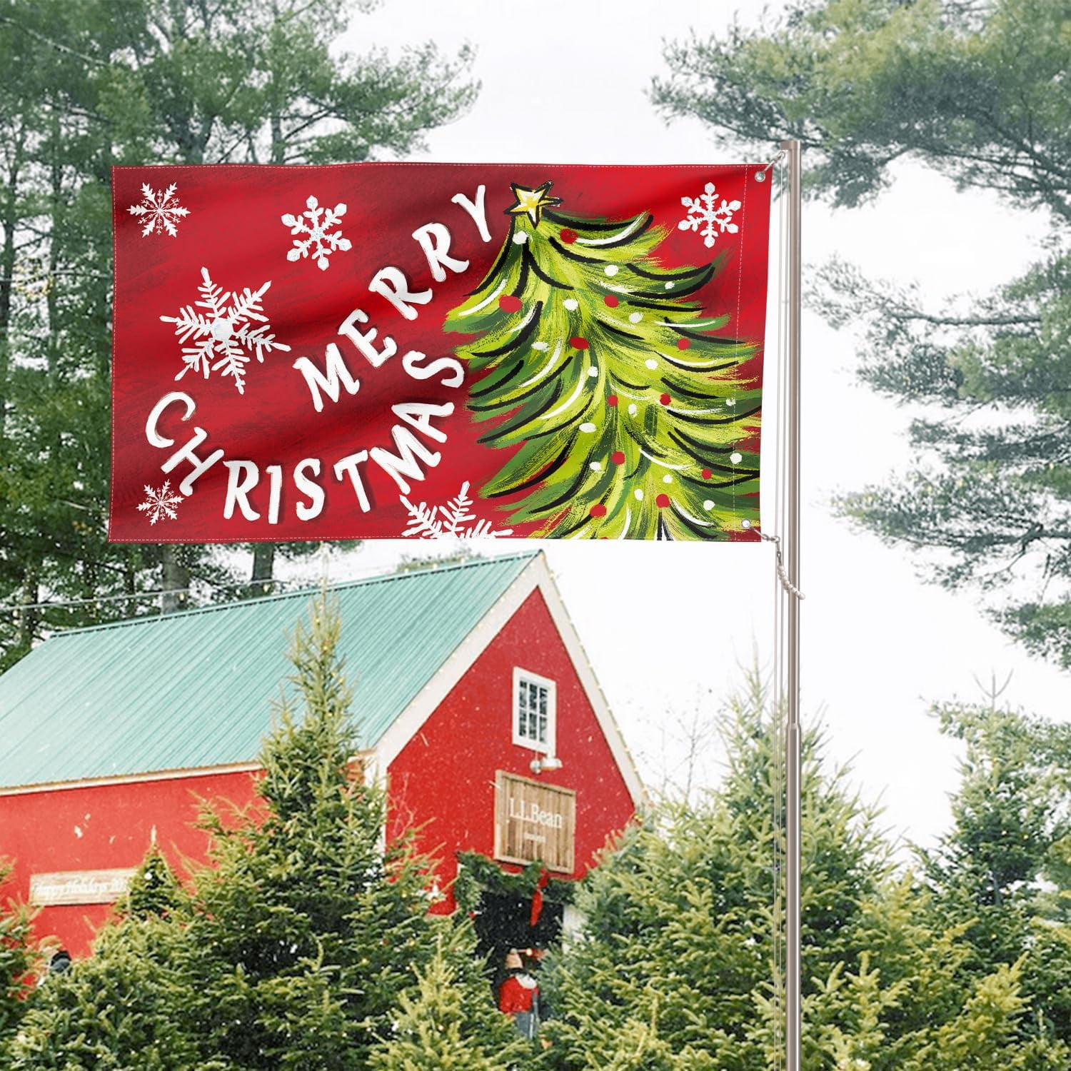 Gyryp Merry Christmas Flag 3x5 FT Double Sided, Christmas Tree House ...