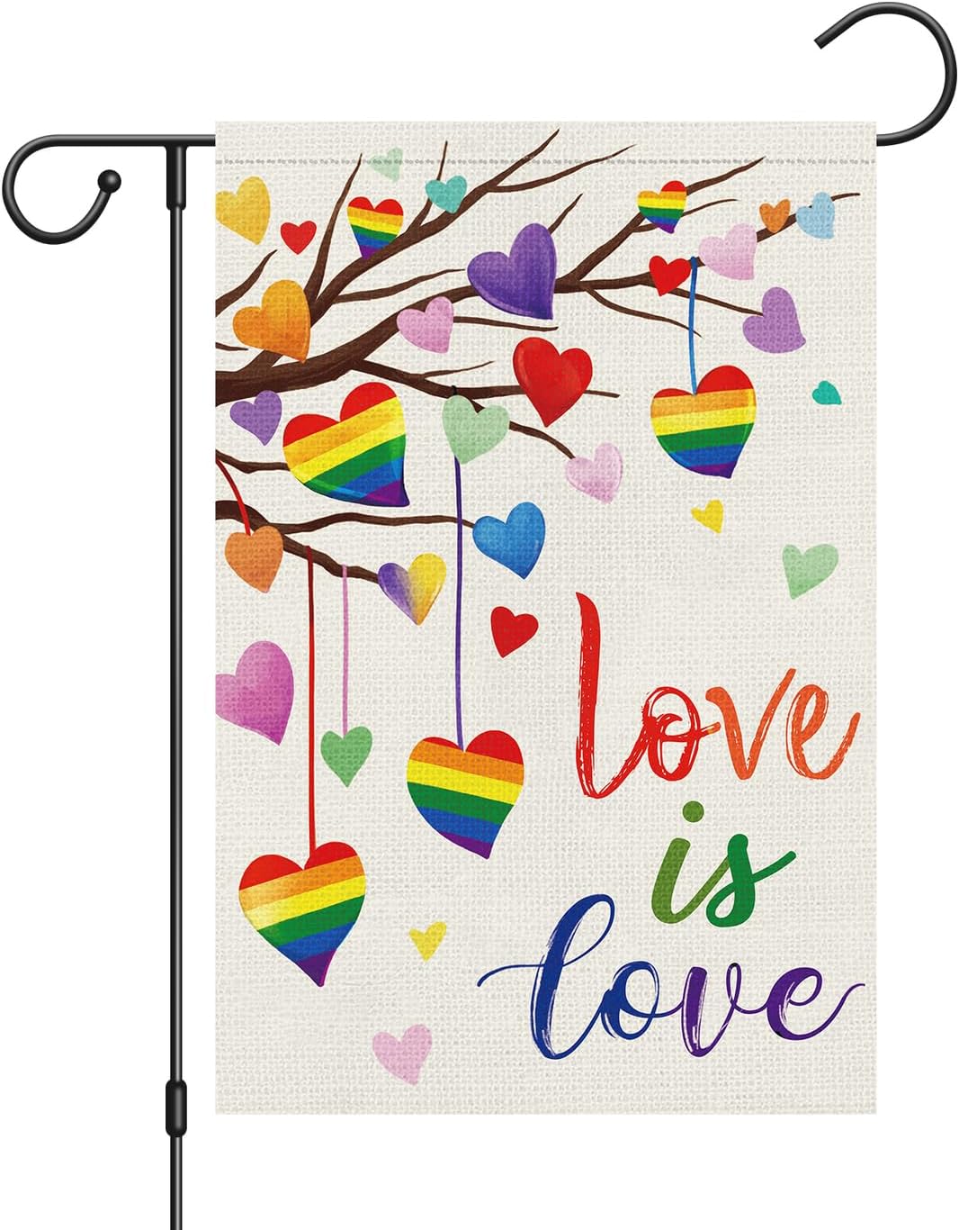 Gyryp Pride Rainbow Garden Flag 12x18 Burlap, Small Love is Love LGBT ...