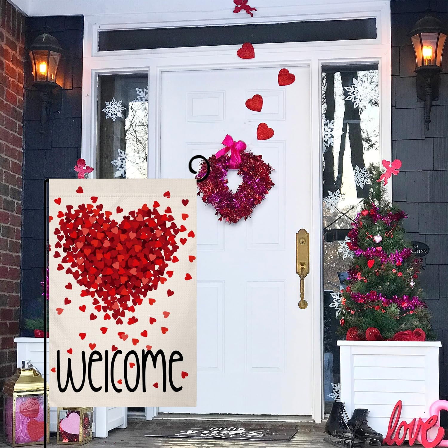 Gyryp Valentines Day Garden Flag 12x18 Vertical Double Sided Red Love ...