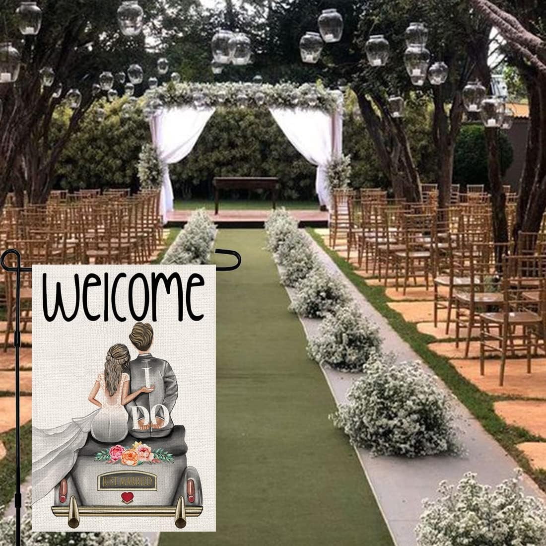 Gyryp Welcome Bride and Groom Wedding Garden Flag 12 x 18 Inch Vertical ...