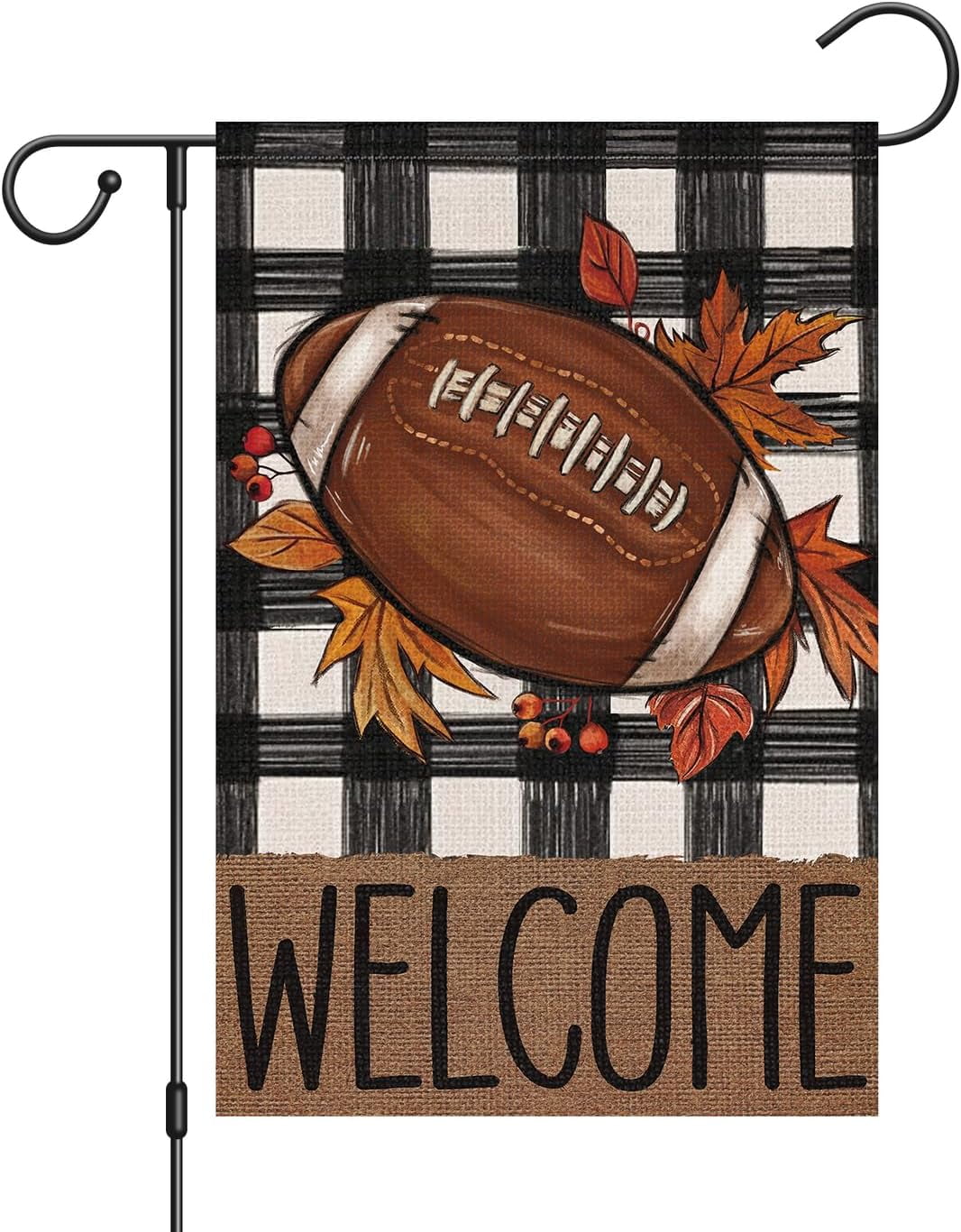 Gyryp Welcome Fall Football Garden Flag 12x18 Inch Buffalo Plaid Autumn ...