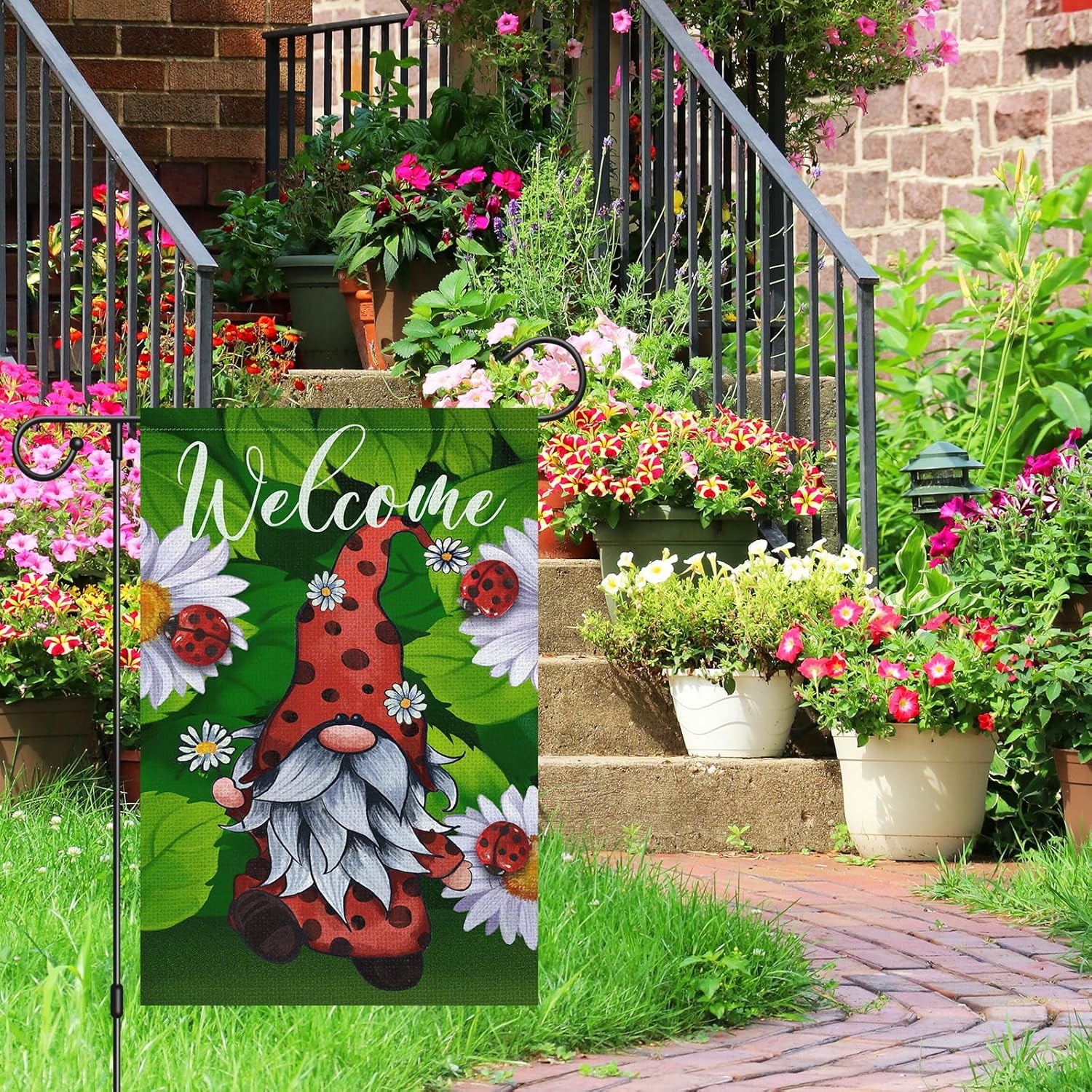 Gyryp Welcome Spring Summer Garden Flag 12x18 Vertical Summer Gnome ...