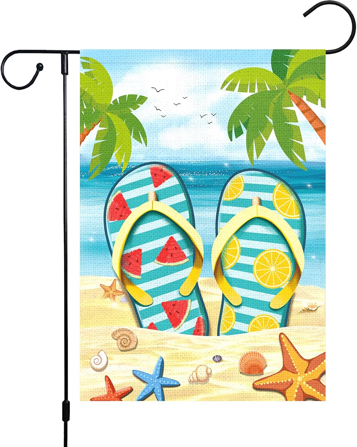 Gyryp Welcome Summer Beach Garden Flags 12x18 , Burlap Small Flip Flops ...