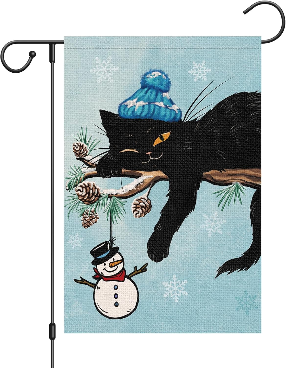 Gyryp Welcome Winter Garden Flag 12x18 , Burlap Small Snow Black Cat ...