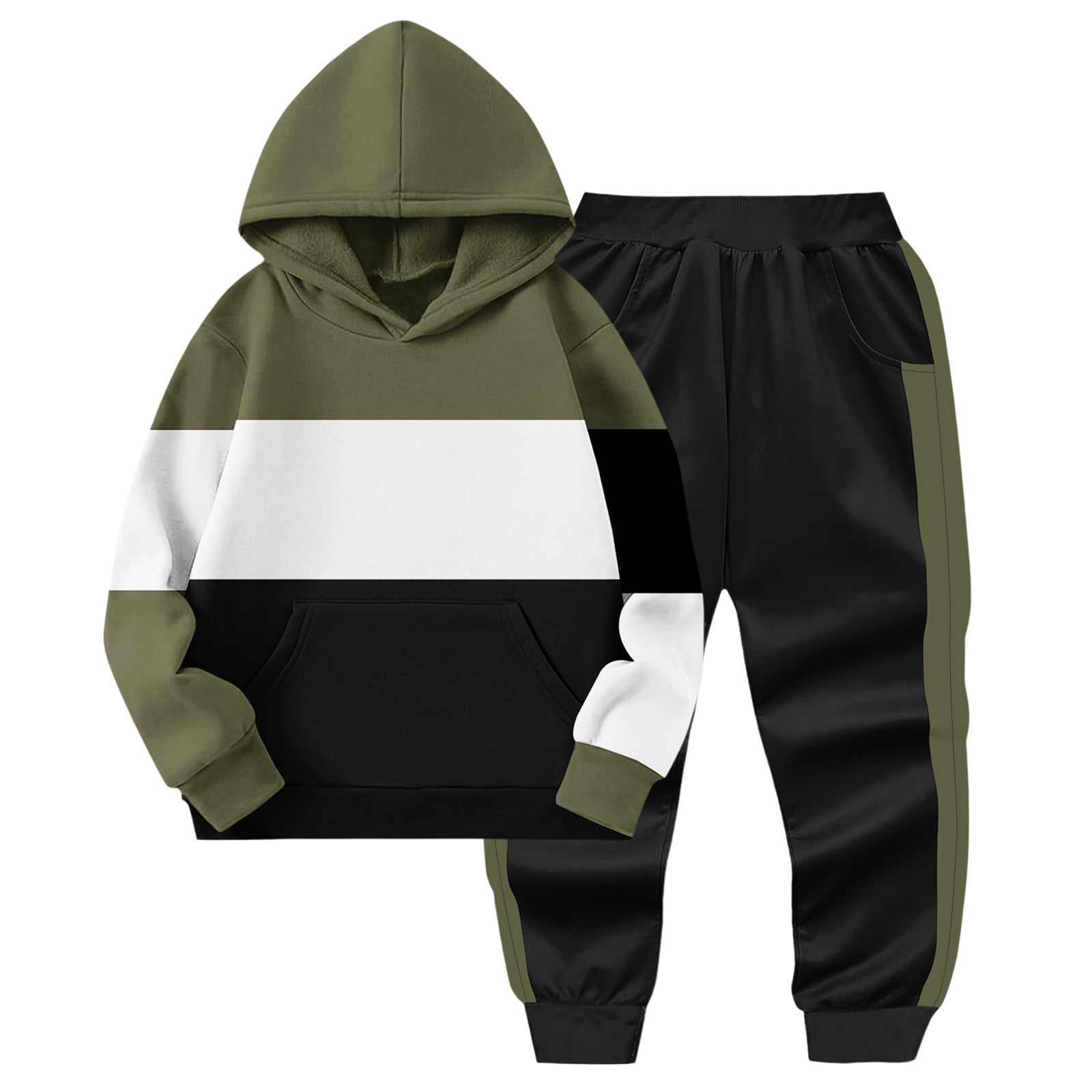Gytharion Boys Girls Hooded Sweatsuit Sets Cute Striped Printed Long ...
