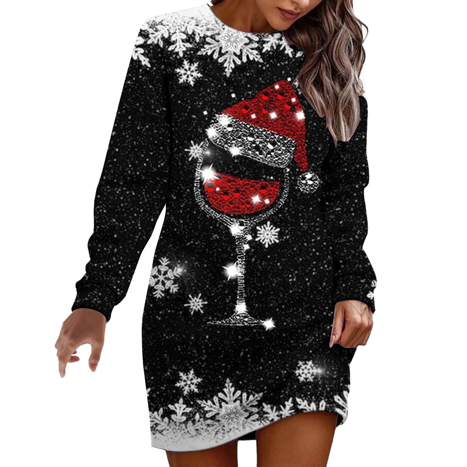 Gytharion Christmas Sweatshirt Dresses for Women Long Sleeve Crew Neck ...