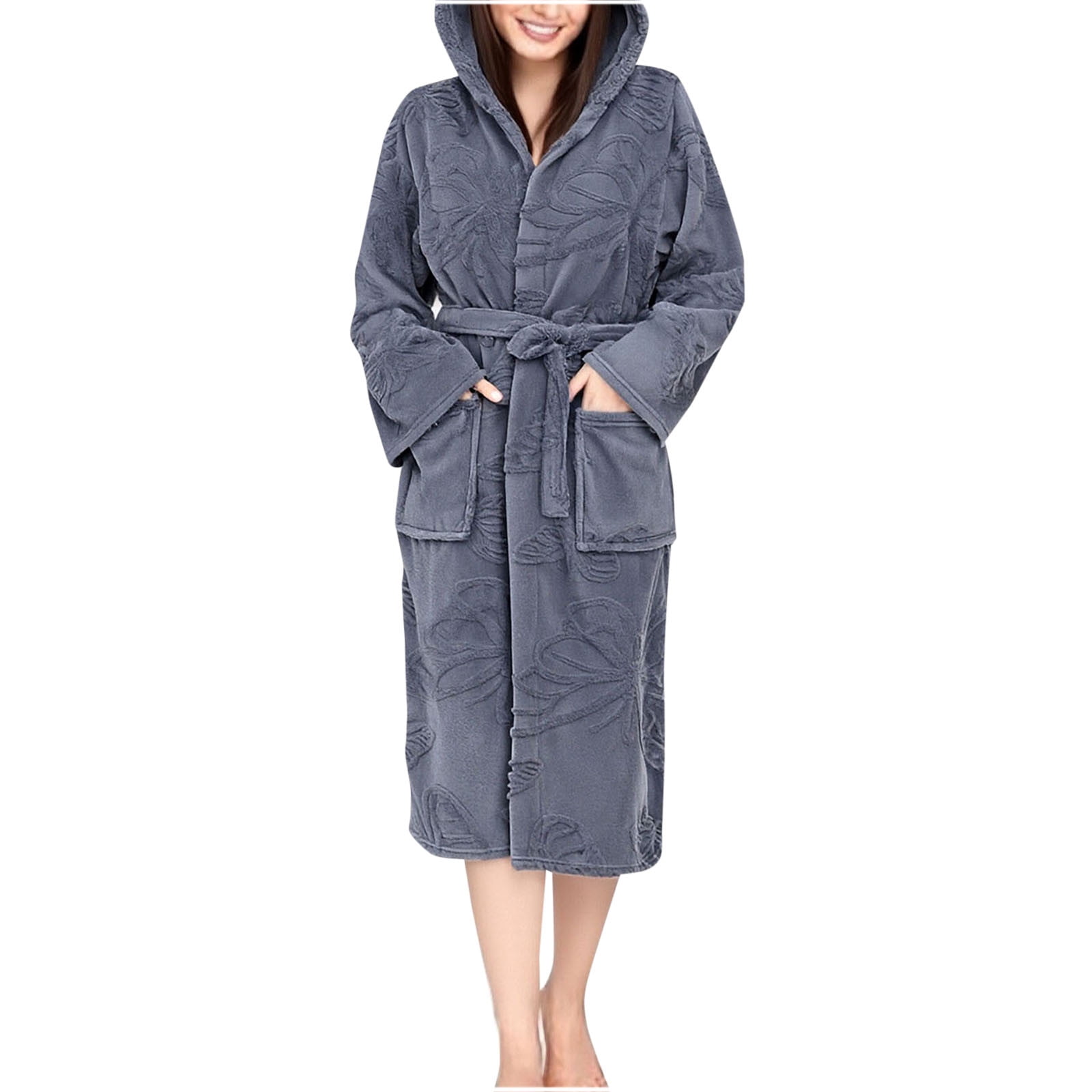 Gytharion Coral Velvet Robes for Women Winter Warm Plush Kimono Robe ...