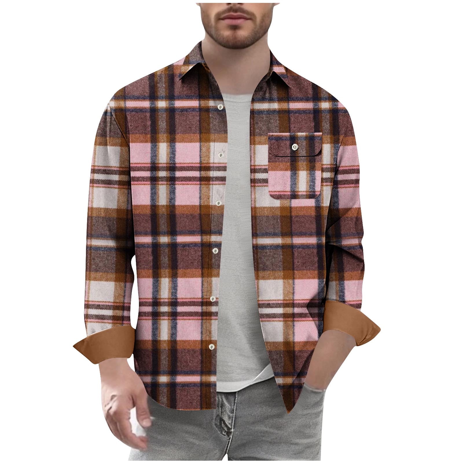 Gytharion Fall Shirts for Men Lightweight Casual Long Sleeve Lapel ...