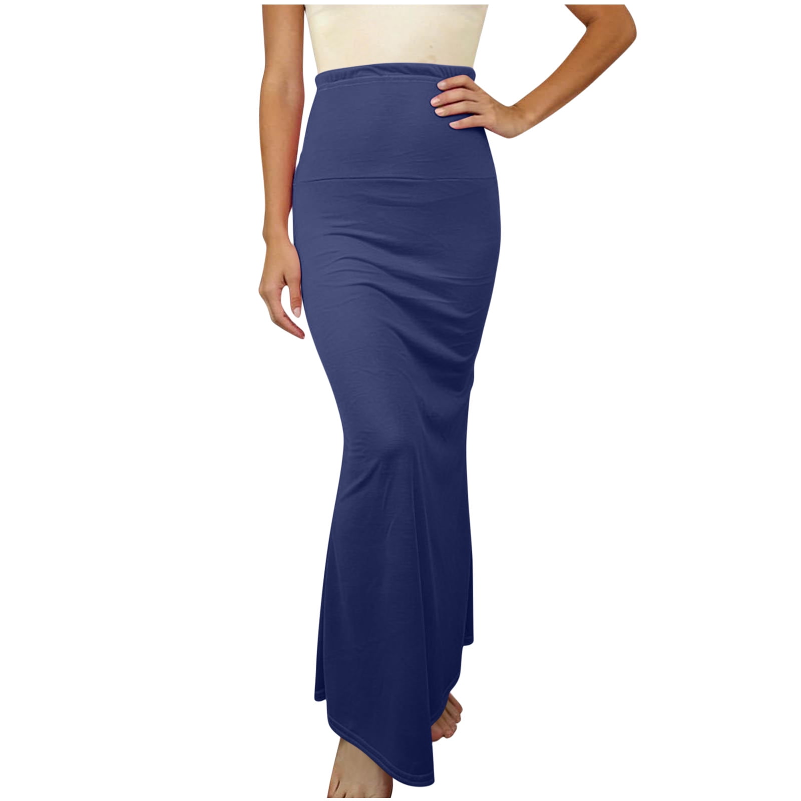 Gytharion Fishtail Skirts for Women Elegant Solid Elastic High-Waist ...